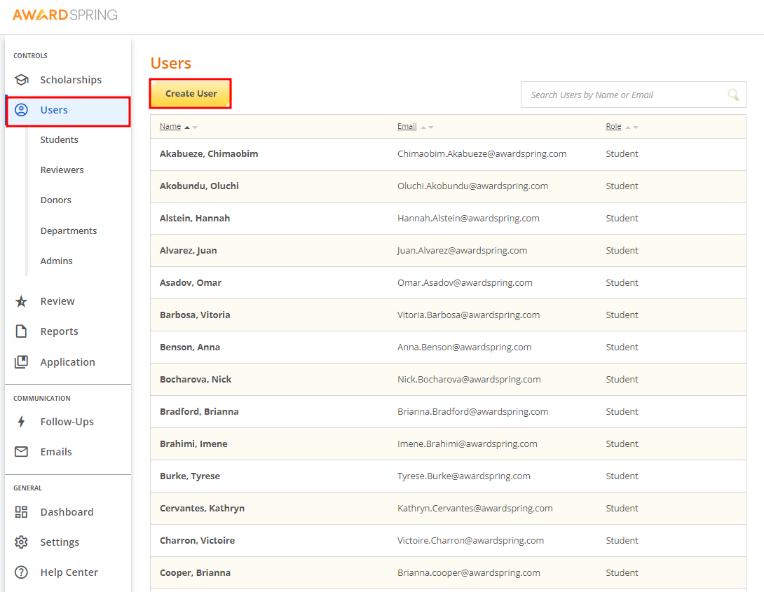 Creating A User Account – AwardSpring Help Center