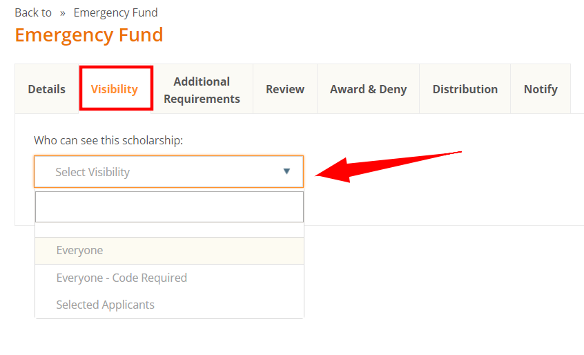 Special Funds Configuration – AwardSpring Help Center