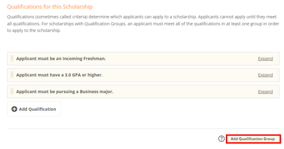 Qualification Groups – AwardSpring Help Center