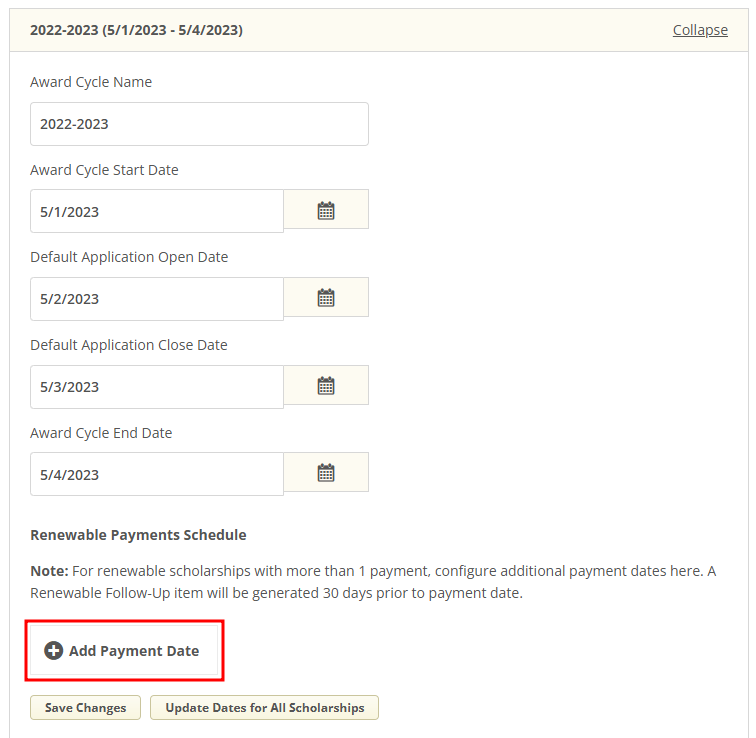 Configuring the Renewable Payments Schedule – AwardSpring Help Center