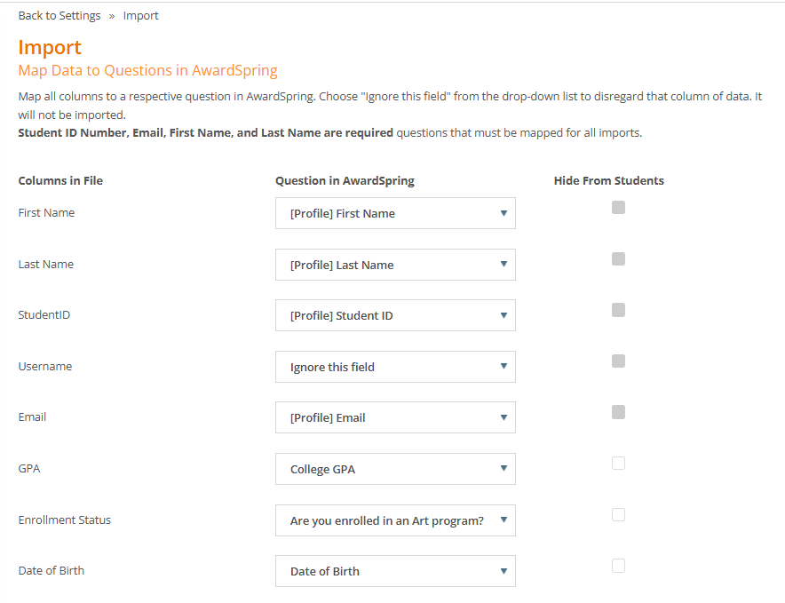 Importing – AwardSpring Help Center