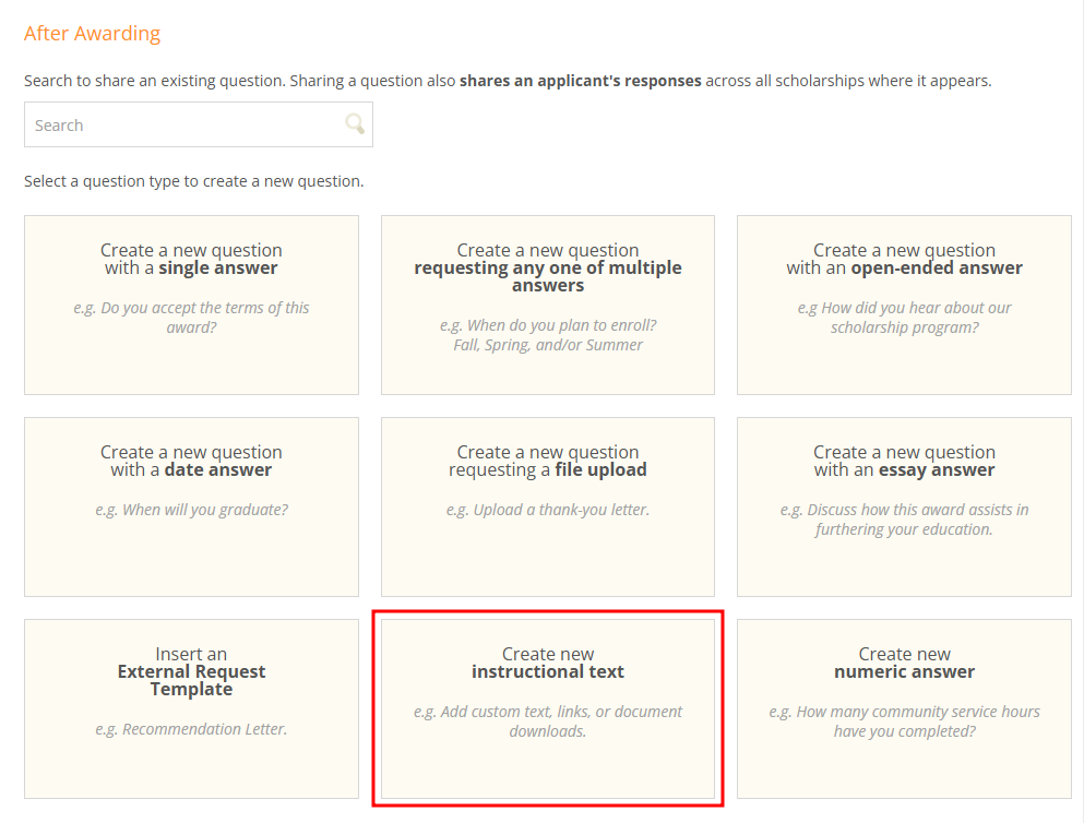 Configuring Instructional Text – AwardSpring Help Center