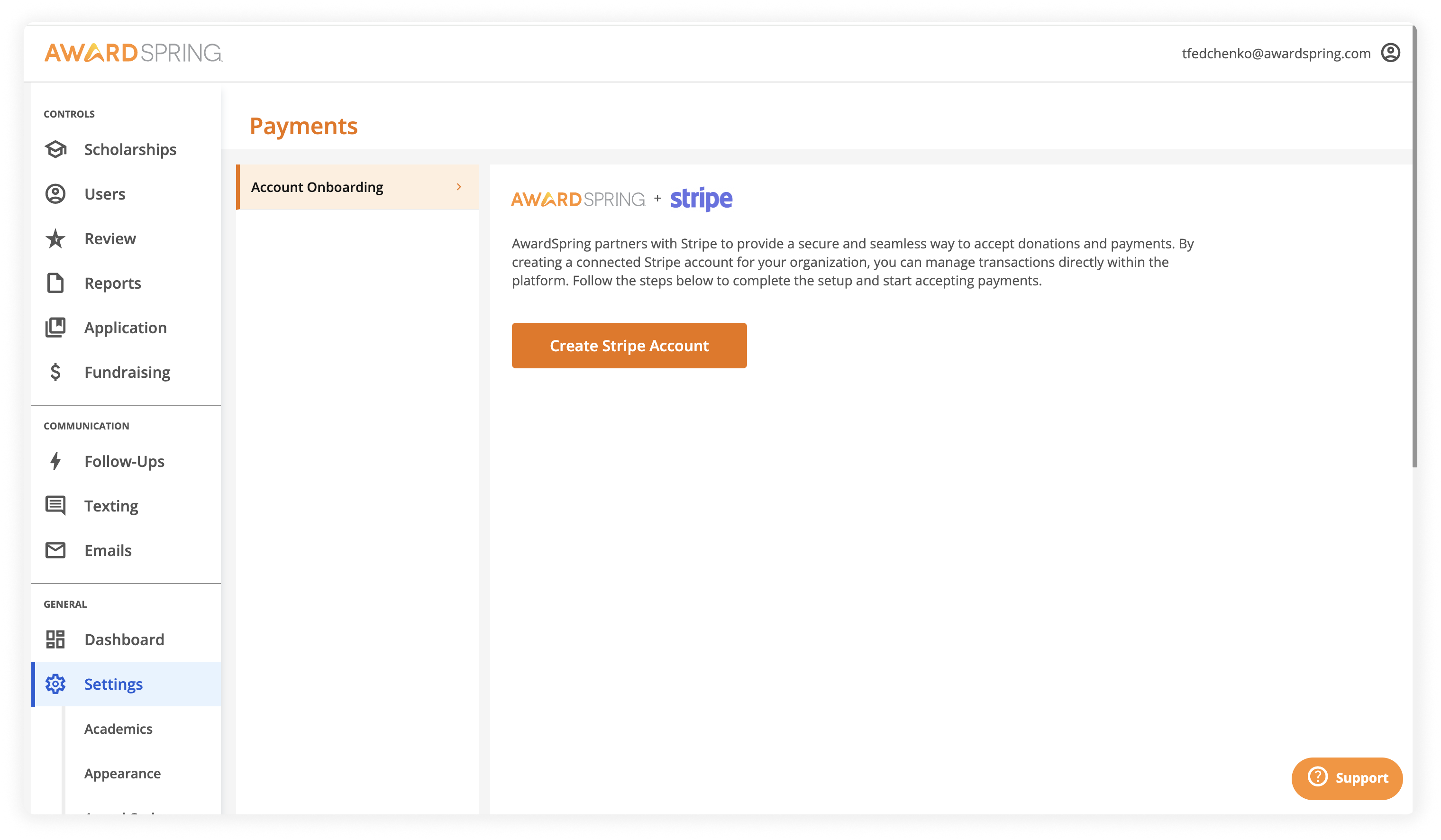Stripe Onboarding Guide – AwardSpring Help Center