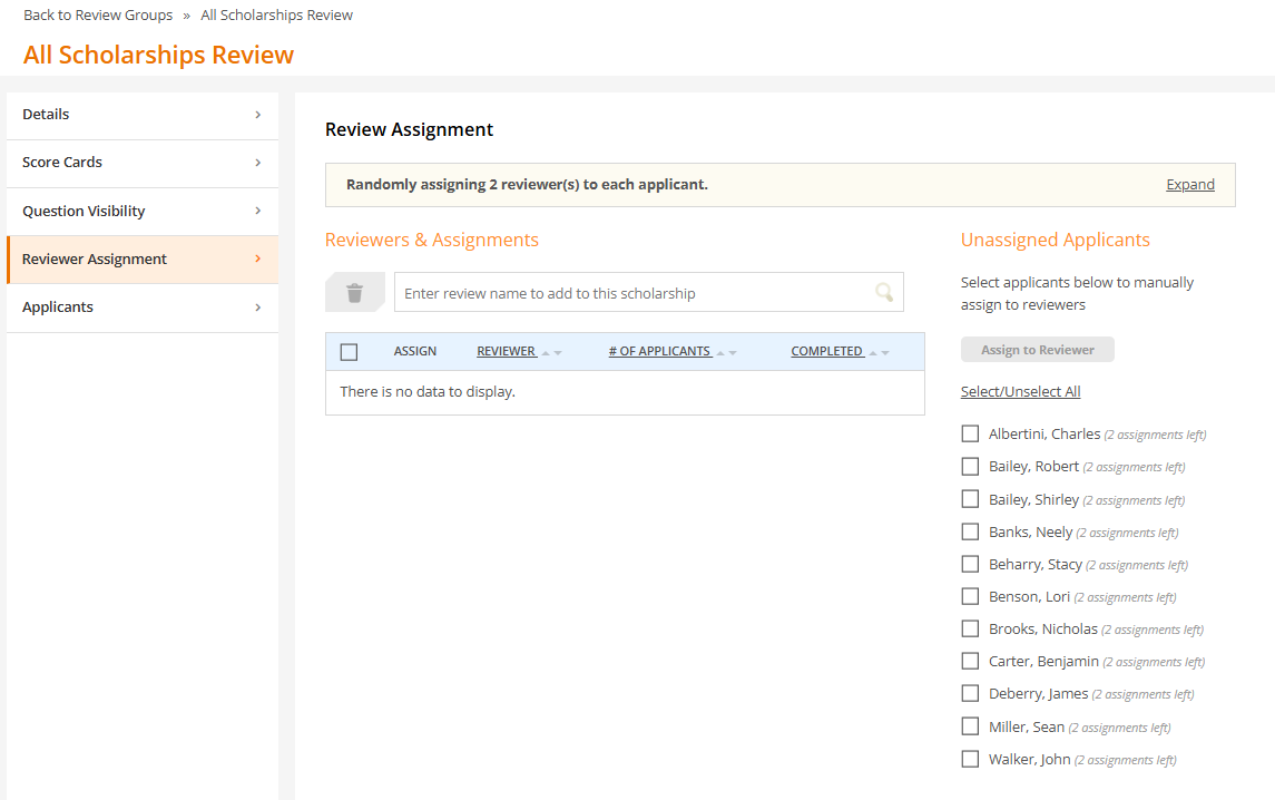 Configuring Reviewer Assignments – AwardSpring Help Center
