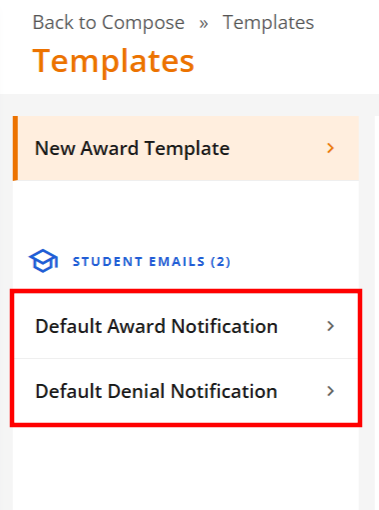 Default Award and Denial Templates – AwardSpring Help Center