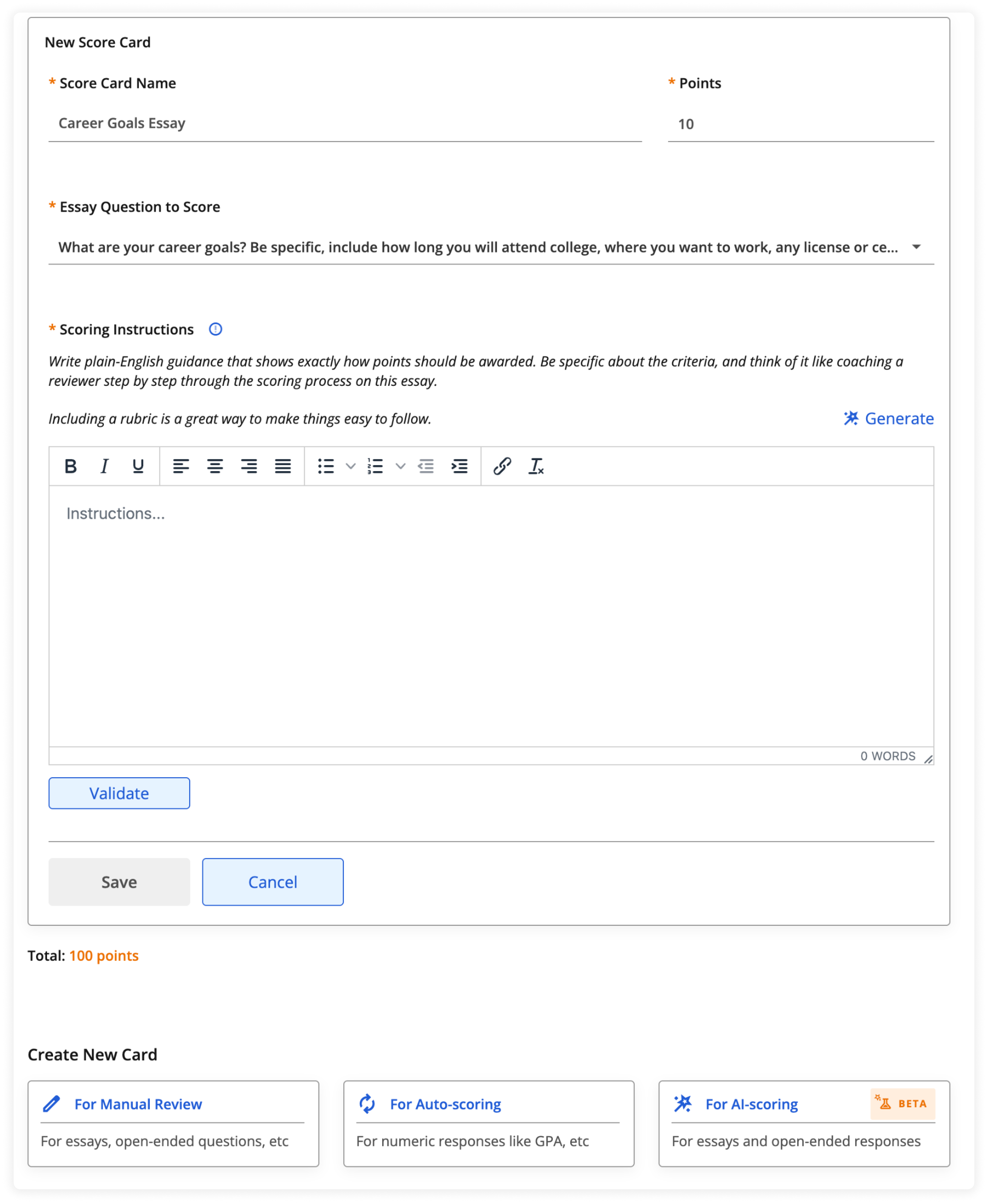 SpringScore: Rubric (AI Scorecards) – AwardSpring Help Center
